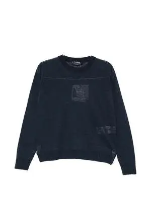 Max Mara Linen Crewneck Sweater With Embossed Logo Detail