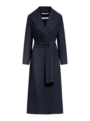 Max Mara Hand-sewn Pure Virgin Wool Belted Jacket - Blu