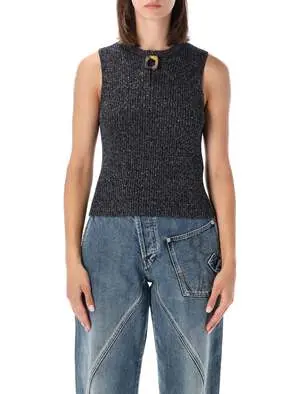 JW Anderson Ribbed Knit Zip Tank Top - Nero