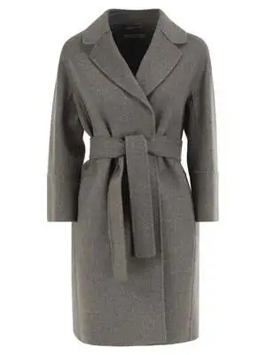 MAX MARA S MAX MARA Wide-Fit Virgin Wool Coat With Notched Lapel And Belt