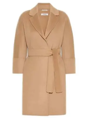 Max Mara Virgin Wool Wrap Coat - Marrone
