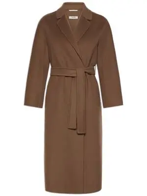 Max Mara S MAX MARA Hand-Sewn Double-Drape Wool Jacket Marrone