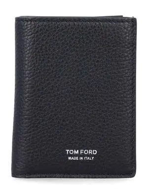 TOM FORD T T Line Grain Leather Bifold Wallet With Palladium-plated Brass Hardware
