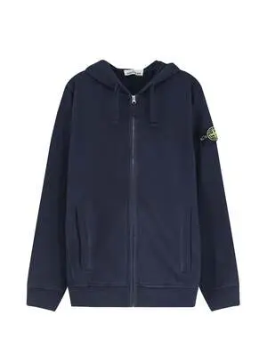 Stone Island STONE ISLAND Cotton Zip-Up Hooded Sweatshirt Blu