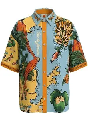 Farm Rio All-over Print Short-sleeve Button Shirt - Azzurro