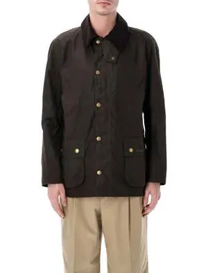 Barbour Ashby Waxed Cotton Jacket With Corduroy Collar - Verde