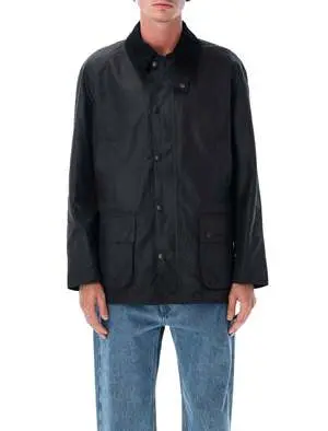 Barbour Ashby Waxed Cotton Jacket With Corduroy Collar & Snap-front - Blu