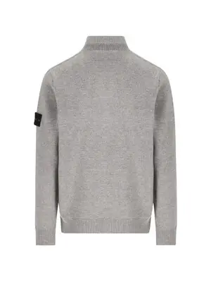 Stone Island Wool Turtle-neck Sweater With Button Detail