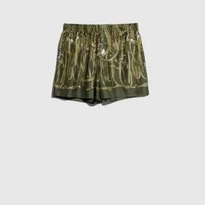 Gucci Printed Silk Twill Shorts - Green