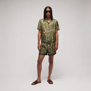 Gucci Printed Silk Twill Shorts - Green