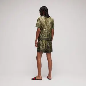 Gucci Printed Silk Twill Shorts - Green