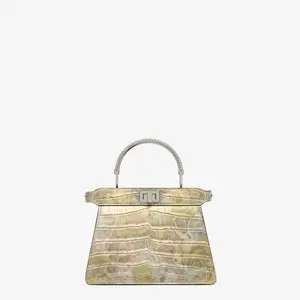 Fendi Peekaboo Iseeu Petite Crocodile Bag With Crystal Embellishments - Multicolour