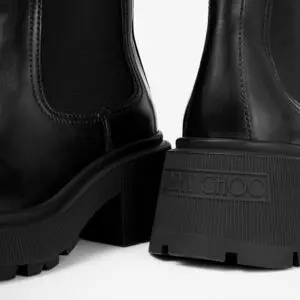 JIMMY CHOO Tamia Chelsea Flat Shiny Calf Leather Chelsea Flat Boots