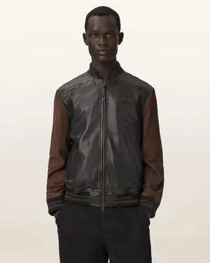 ALLSAINTS Blanco Bomber Jacket - Black/brown