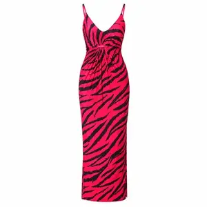 CHIARELLA Red Zebra Print Midi Dress - Red/black