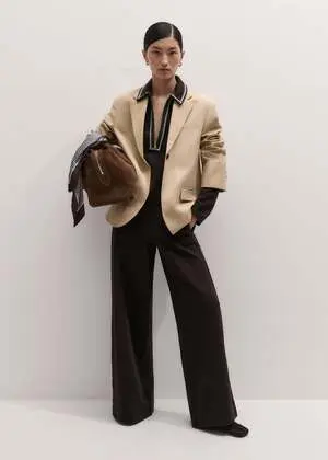 ME+EM Textured Zip Front Long Sleeve Top