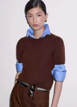 ME+EM Merino Cashmere Silk Short Sleeve Knit Top
