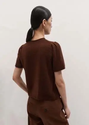 ME+EM Merino Cashmere Silk Short Sleeve Knit Top