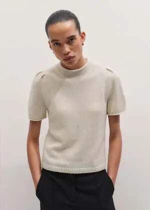 ME+EM Merino Cashmere Silk Pouf Sleeve Knit Tee