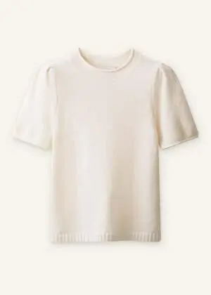 ME+EM Merino Cashmere Silk Pouf Sleeve Knit Tee