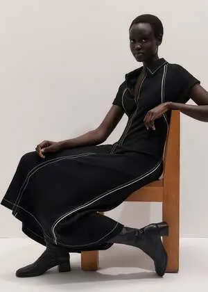 ME+EM Stitch Detail Fit And Flare Midi Dress