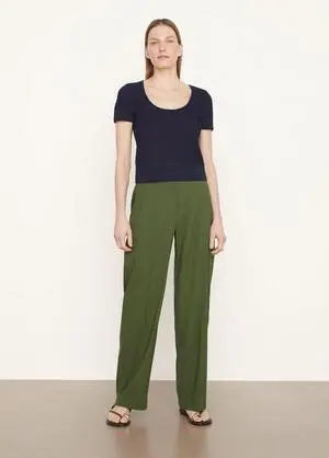 Vince Textured Scoop Neck Top - Navy