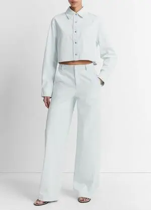 Vince Washed Cotton Wide-leg Trouser - Celestine