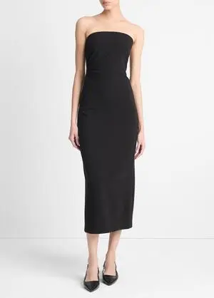 Vince Strapless Draped Midi Dress
