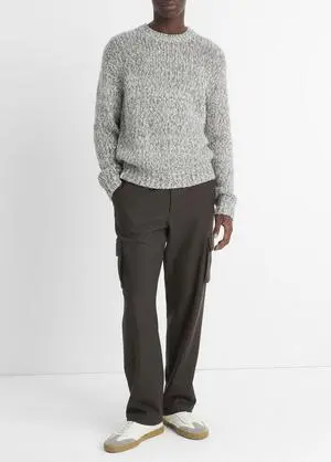 Vince Homespun Marled Crew Neck Sweater - Medium Heather Grey Combo