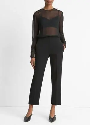 Vince Velvet-trim Pull-on Pant - Black