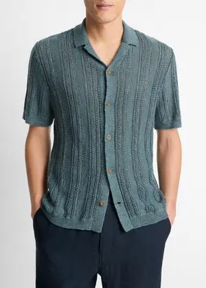 Vince Cotton & Linen-blend Crochet Cabana Shirt