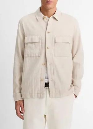 Vince Herringbone Linen-cotton Shirt Jacket - Natural