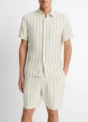 Vince Mesa Stripe Hemp Short-sleeve Shirt - Blanco