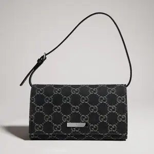 Gucci Small Pouch With Strap And Plaque Fabric