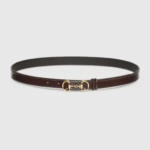 Gucci Thin Leather Belt With Horsebit Buckle - Brown