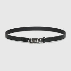 Gucci Thin Belt With Horsebit Buckle Leather - Black