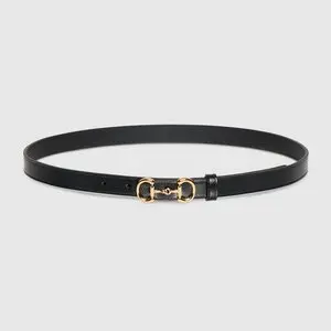 Gucci Thin Belt With Horsebit Buckle Leather - Black