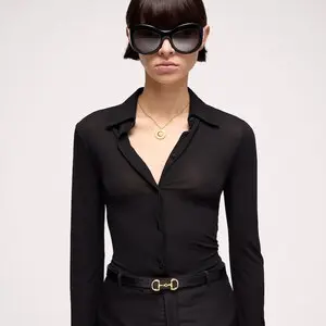 Gucci Thin Leather Belt With Horsebit Buckle