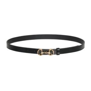 Gucci Thin Leather Belt With Horsebit Buckle - Black
