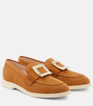 ROGER VIVIER Suede Loafers With Buckle Detail - Brown