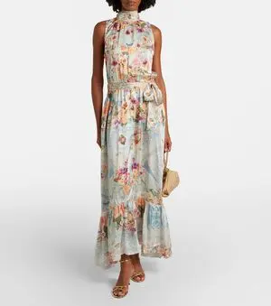 Camilla Embellished Floral Silk Maxi Dress