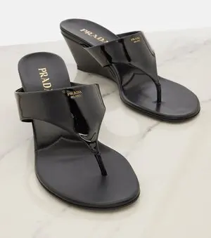 Prada Patent Leather Thong Sandals