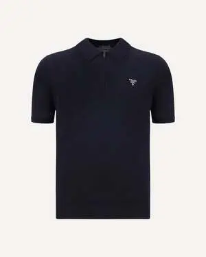 Prada Virgin Wool Polo Shirt - Black