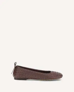 Bottega Veneta Charlotte Ballerinas In Intrecciato Leather - Brown