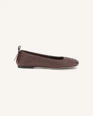 Bottega Veneta Charlotte Ballerinas In Intrecciato Leather - Brown