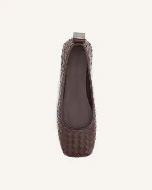 Bottega Veneta Charlotte Ballerinas In Intrecciato Leather - Brown