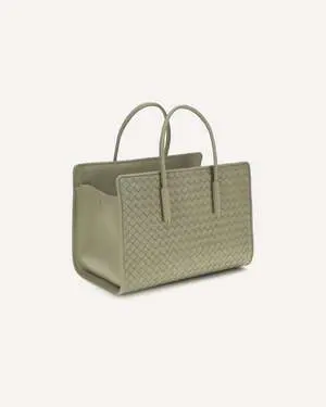 Bottega Veneta Barbara Woven Leather Tote Bag - Green