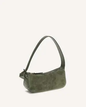 Bottega Veneta Nodo Shoulder Bag In Suede And Nappa Leather - Green