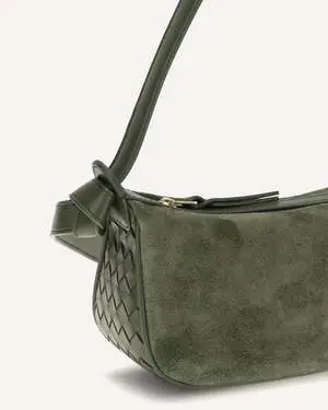 Bottega Veneta Nodo Shoulder Bag In Suede And Nappa Leather - Green