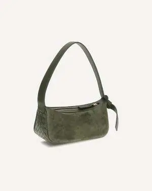 Bottega Veneta Nodo Shoulder Bag In Suede And Nappa Leather - Green